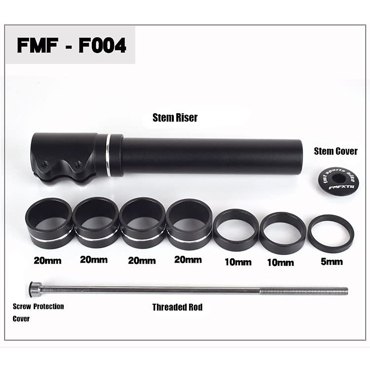 FOMTOR Bike Stem Riser, MTB Handlebar Risers Fork Stem Extender for 1-1/8" 28.6mm Fork Mountain Bike, Road Bike, MTB BMX, 210mm