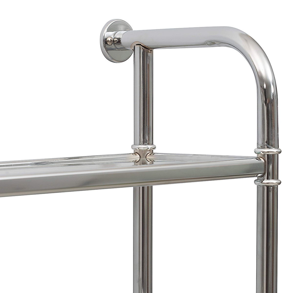 Organize It All 2 Tier Chrome Pipe Mounted Tempered Glass Bathroom Storage Shelf