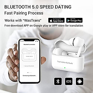 ANFIER Language Translator Earbuds M6 Support 71 Languages & 56 Accents 0.5s Real Time Translation, for Music and Calling, Wireless Translator Device with APP Fit iOS & Android