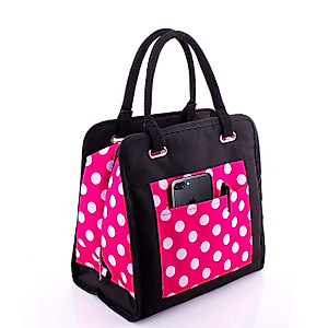 The Cooler Lunch Bag Insulated Cooler Lunch Bag for Women Pink Black Women's Food Storage with 2 ice Packs