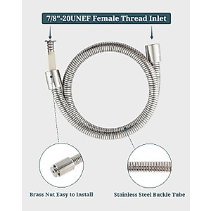 Phivan Commercial Sink Faucet Sprayer Hose with Heat Resistant Handle 44 Inch Pre-rinse Sprayer Hose for Kitchen Sink Faucets Stainless Steel Flexible Commercial Dish Spray Hose Parts