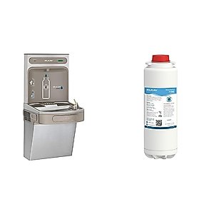 Elkay LZS8WSSK EZH2O Bottle Filling Station with Single ADA Cooler, Stainless Steel & 51300C WaterSentry Plus Replacement Filter (Bottle Fillers), White