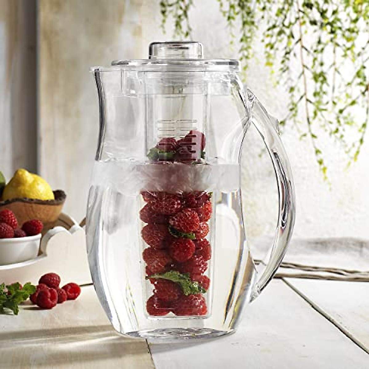 Water Infuser Pitcher – Fruit Infuser Water Pitcher By Home Essentials & Beyond – Shatterproof Acrylic Pitcher – Elegant Durable Design – Ideal for Iced Tea, Fruit Infused Water and Juice (93 oz)