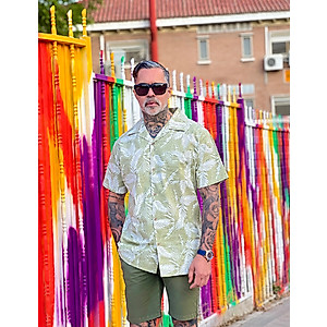 COOFANDY Men Linen Aloha Shirts Button Up Lightweight Beach Wear Wedding T Shirts