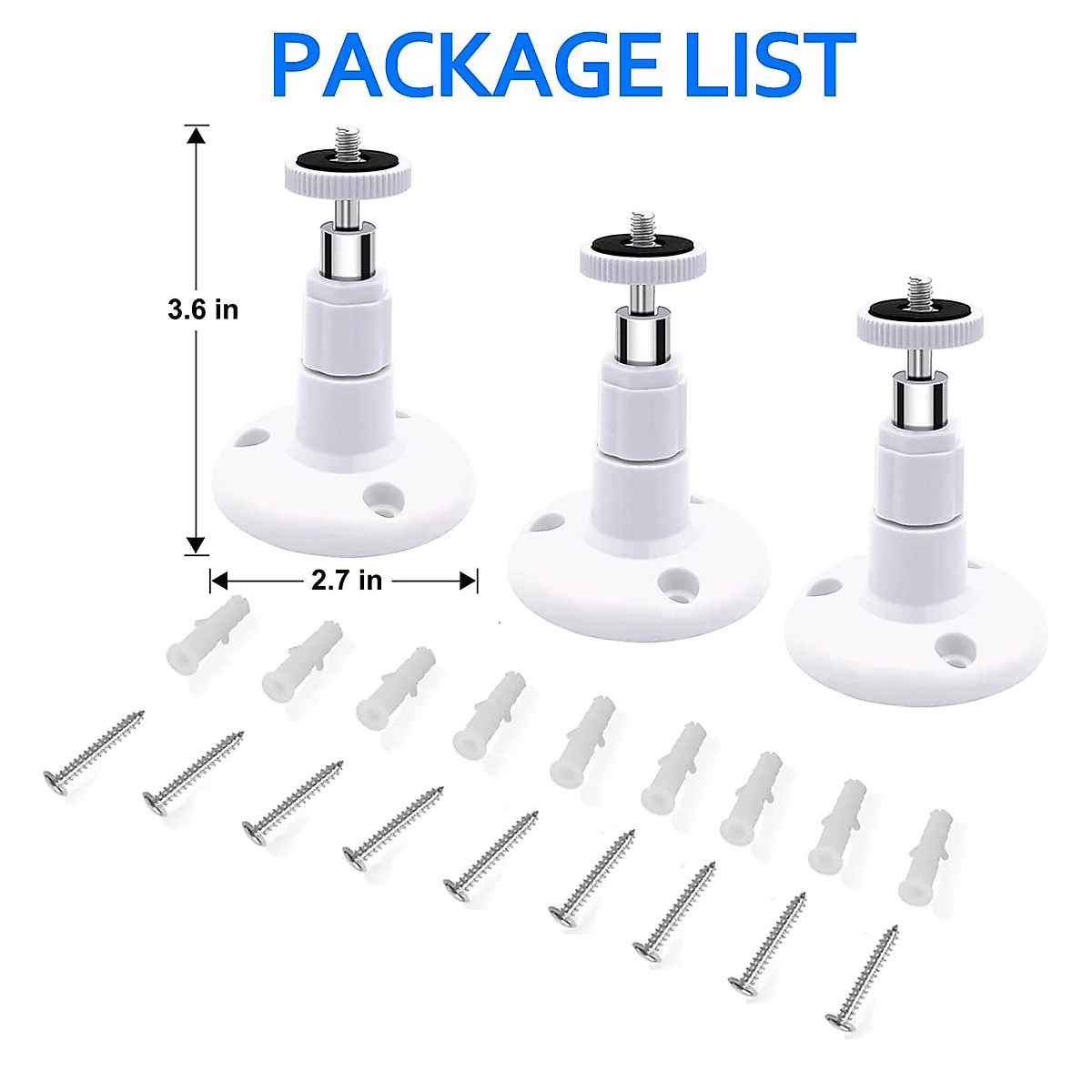 Wall Mount for Wyze Cam Pan V3 and Wyze Cam V4 and V3 and Wyze Cam Outdoor, 3 Pack 360 Degree Swivel Adjustable Wall Mount Bracket for Wyze Outdoor Indoor Camera System (Wyze Camera is NOT Included)