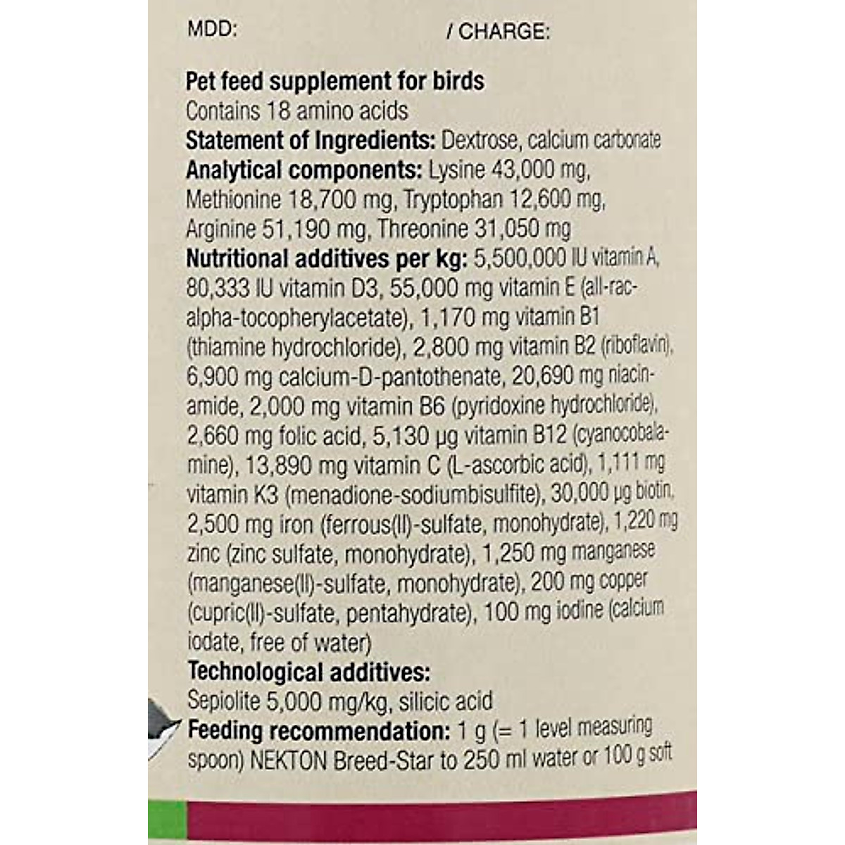 Nekton Breed-Star Breeding Supplement for Birds 140g / 4.94oz