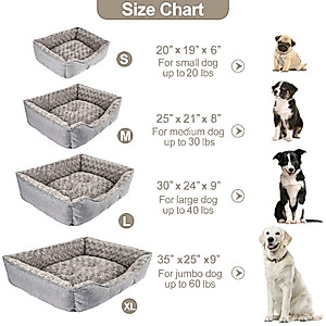 FURTIME Dog Bed for Large Medium Small Dogs Soft Washable Pet Bed Orthopedic Dog Sofa Bed Breathable Rectangle Sleeping Bed Anti-Slip Bottom(35'', Grey)