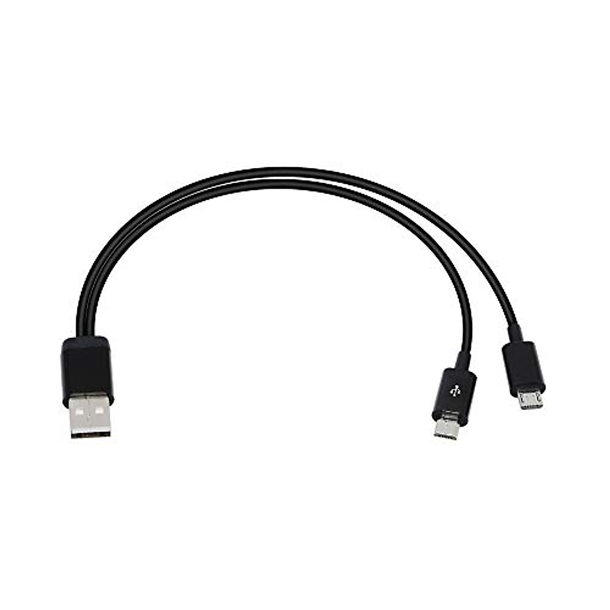 CERRXIAN 8 Inch USB 2.0 Type A Male to Dual Micro USB Male Splitter Y Data Charge Connector Adapter Cable (Black)