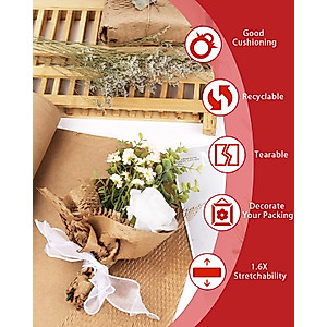 Honeycomb Packing Paper Wrap 15” x 158’, Brown Recycled Moving Supplies Eco-Friendly Bubble Paper Packing Wrapping for Fragile Items, Glassware, Ceramics, Electronics and Decorations Packaged Bouquet