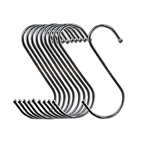 LiXiongBao 10 Pack 4.7 Inches Extra Large S Shape Hooks Heavy-Duty Metal Hanging Hooks Apply Kitchenware Bathroom Utensils Plants Towels Cup Pot Bag Jeans Gardening Multiple Uses Tools