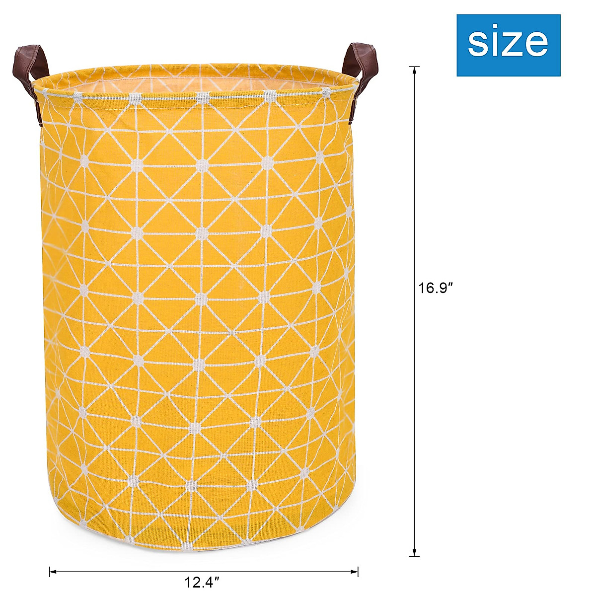 Seebel Strorage Basket,Nursery Hamper Canvas Laundry Basket Foldable with Waterprrof PE Coating Foldable Home Organizer for Kids Boys and Girls,Office,Bedroom,Clothes,Toys-Yellow Grid, Flower
