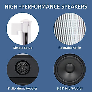 Herdio 5.25" 400 Watt Ceiling Bluetooth Speakers, 2-Way in-Wall Ceiling Speakers Perfect for Indoor/Outdoor Wall &Ceiling Mount (2 Pairs)