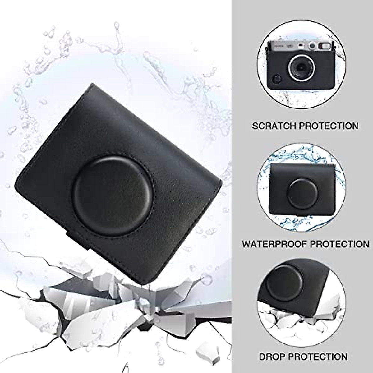 WOGOZAN Accessories for Fujifilm Instax Mini EVO Digital Hybrid Case Instant Film Camera with Photo Holder & Album & Frames, Screen Protector - Black