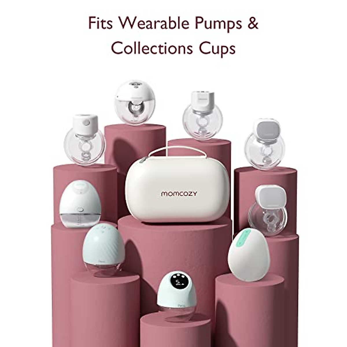 Momcozy Breast Pump Bag for Hands-Free Wearable Breast Pumps, Hard Shell Case with Removable Tray, Watertight Breast Pump Storage Bag for Pumping Bag, Diaper Bag, or Handbag（Holds 2 Pumps）