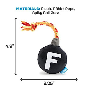 Barkbox Squeaker Ball Toys, Interactive Tennis Balls for Fetch, Training and Exercise, Engaging Plush Toys for Small, Medium, & Large Dogs (F-Bomb, Medium/Large Dog)