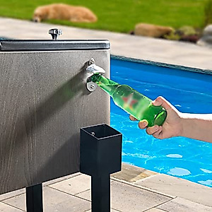 VINGLI 80 Quart Rolling Ice Chest on Wheels, Portable Patio Party Bar Drink Cooler Cart, with Shelf, Beverage Pool with Bottle Opener,Water Pipe (Grey)