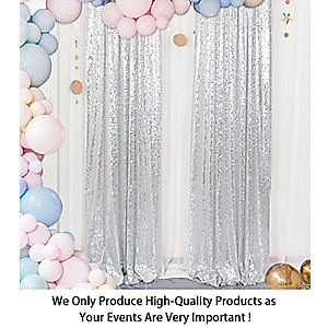 Sparkle Backdrop Curtain Silver 2 Panels Set Sequin Photo Backdrop 2FTx8FT Sequin Backdrop Curtain Pack of 2-1220S