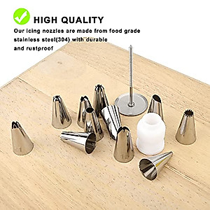 FIVETAS Cake Decorating Kit-27Numbered Icing Tips,50 Pastry Bags.6 Scrapers,1 Flower Nail,1 Piping Nozzles Coupler,1 Plastic Box and 1 Pattern Chart.