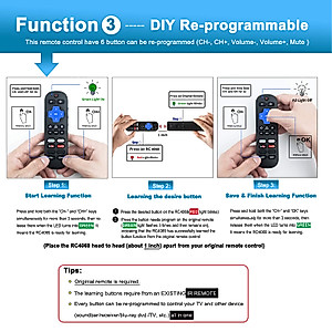 NSFKCED Remote Control Compatible with Roku Box Player 1 2 3 4 Express + Premiere +,Feature with 6 Buttons to Control for Samsung/LG Smart TV All in One (Programmable Remote with IR Learning Feature)