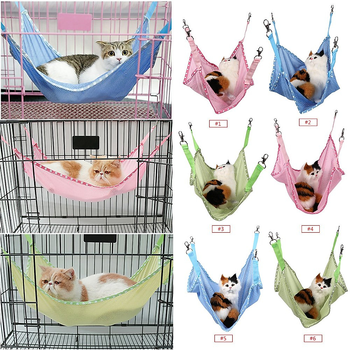 Yosoo Cat Cage Hammock, Comfortable Pet Hanging Bed Breathable Mesh, for Cute Small Pet Cat Dog Animals Sleep Pad (S, Blue)