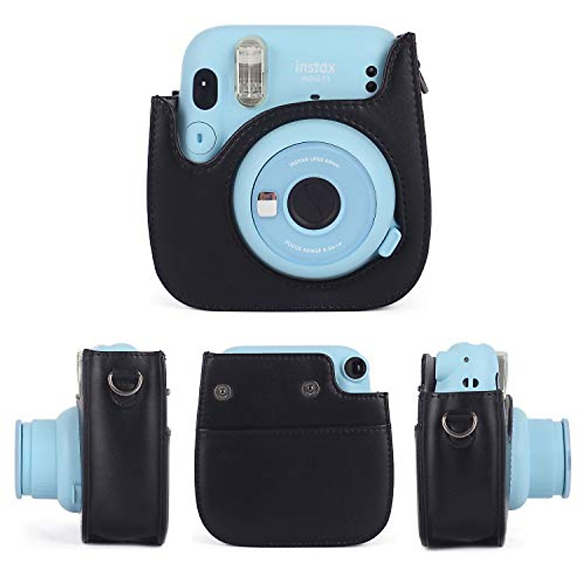 Phetium Instant Camera Case Compatible with Instax Mini 11,PU Leather Bag with Pocket and Adjustable Shoulder Strap (Black)