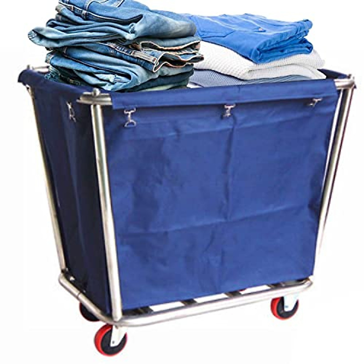 CXWAWSZ 10 Bushel Laundry Cart with Wheels Heavy Duty Home Laundry Cart Large Commercial Industrial Laundry Baskets with Steel Frame and Waterproof Oxford Cloth, 300 Lbs Weight Capacity