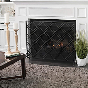 Christopher Knight Home Josette Single Panel Iron Fireplace Screen, Black
