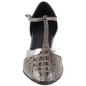 Women's Ballroom Dance Shoes Tango Wedding Salsa Dance Shoes Grey Croc & Silver Trim Sera3551EB Comfortable - Very Fine 2.5" Heel 6.5 M US [Bundle of 5]