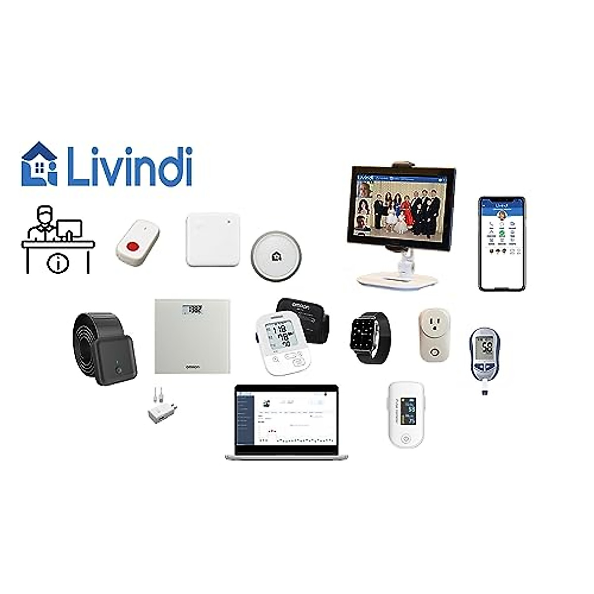 Livindi Studio for Apartments – 10-inch Tablet Senior Monitoring System with Medical Alerts (WiFi/LTE)