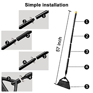 SZJYHQY 2PCS Heavy Duty Broom, Restaurant Angle Broom with Long Pole, Brooms for Sweeeping Indoor, Outdoor Broom for Courtyard Garages Slidewalk, Indoor Broom for Kitchen Lobby Canteen (Black)