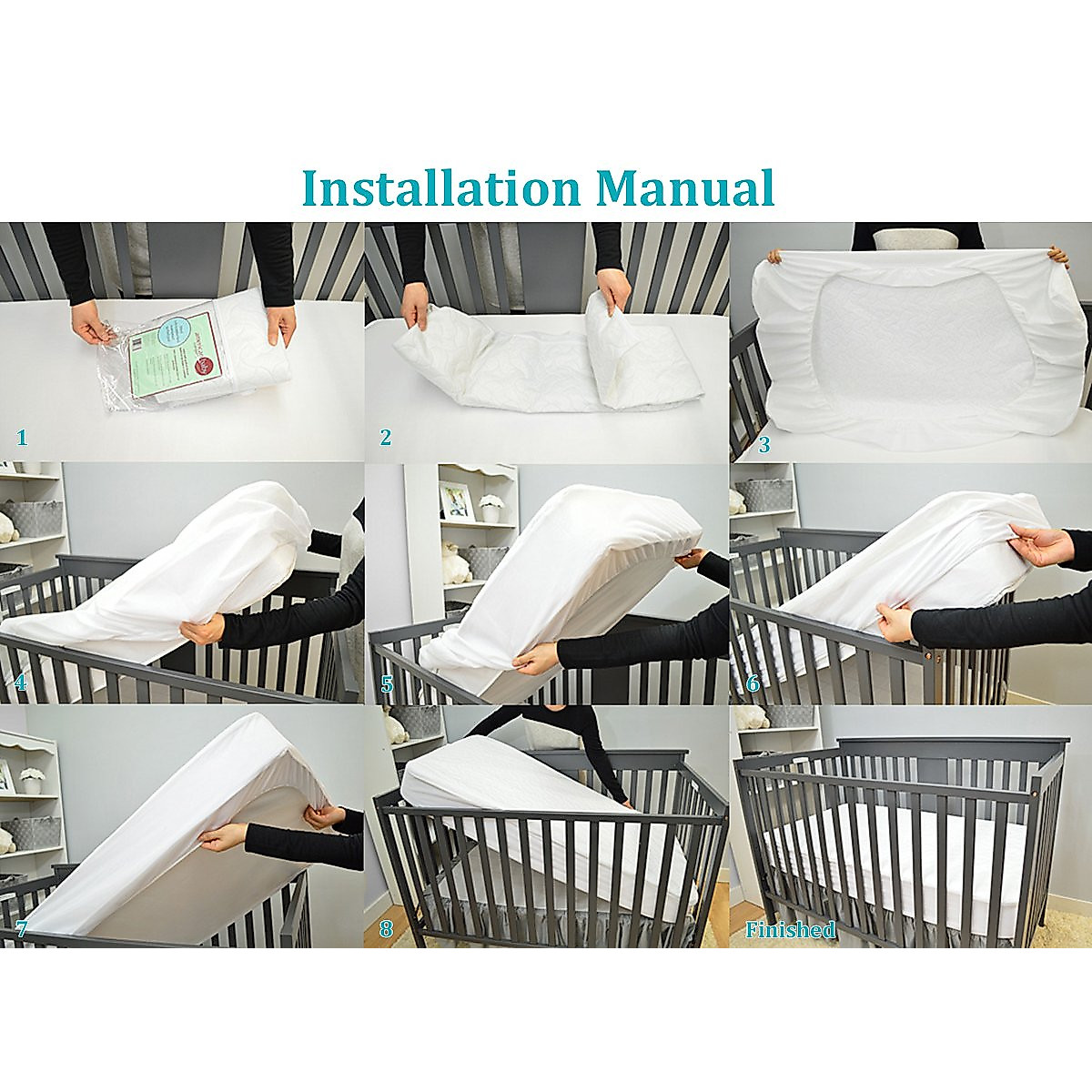 American Baby Company Waterproof Fitted Crib and Toddler Protective Mattress Pad Cover, White, for Boys and Girls, 52x28x9 Inch (Pack of 1)