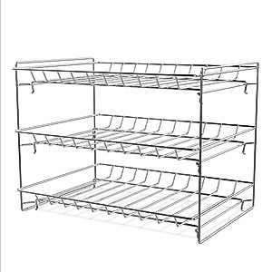 Lavish Classic Cuisine 3 Tier Dispenser-Organizer Rack Holds up to 27 Cans-for Kitchen Pantry, Countertops, and Cabinets-Storage Accessories (Chrome)