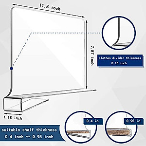 Violinak 12-Pack Acrylic Shelf Dividers for Closet Organization, Clear Closet Shelf Dividers, Closet Shelf Organizer Separator, Wardrobe Storage