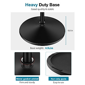 InnoGear Mic Stand, Microphone Stand Floor Detachable Boom Mic Arm Stands with Weighted Round Base, Height Adjustable from 34" to 60" for Blue Yeti HyperX QuadCast Shure SM58 Samson Q2U Fifine K669B