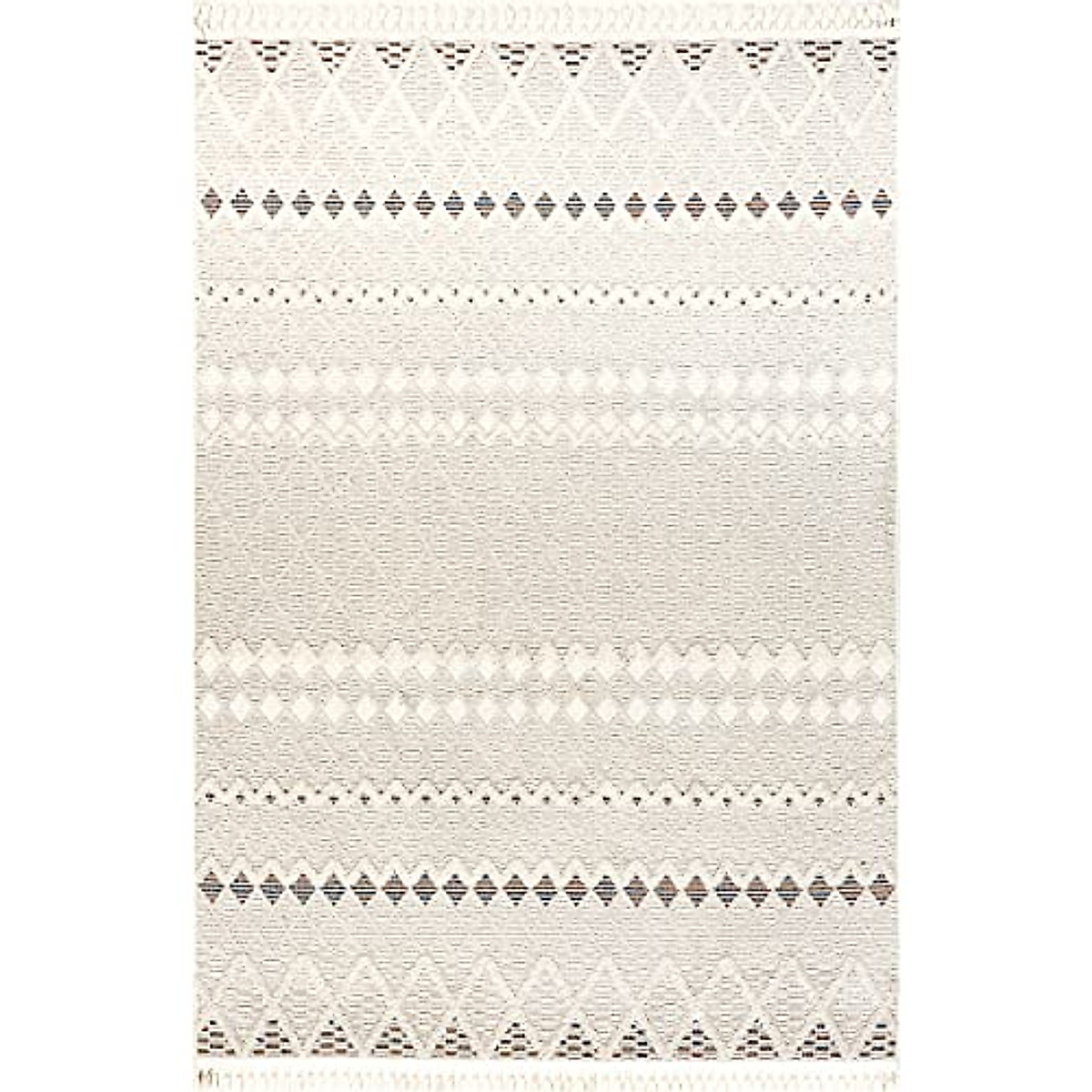 nuLOOM Elena Moroccan Lattice High/Low Tasseled Area Rug, 8x11, Beige