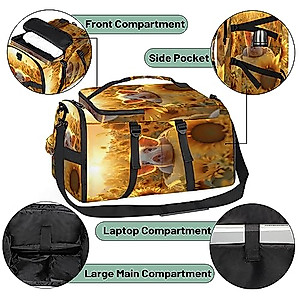 Animal Cute Pig in Sunflowers（04） Gym Duffle Bag for Traveling Sports Tote Gym Bag with Shoes Compartment Water-resistant Workout Bag Weekender Bag Backpack for Men Women
