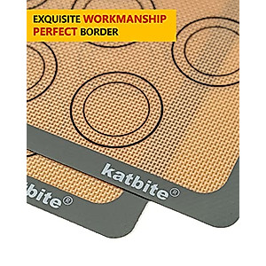 Macaron Silicone Baking Mats, Katbite Silicone Macaroons Baking Mat Set of 2 Half Sheet (11 5/8" x 16 1/2") Reusable & Nonstick Macarons Baking Supplies Silicone Bakeware Mats for Macarons Cookies