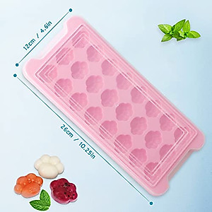 Homelove Ice Cube Trays, 2 Pack Silicone Cat Paw Ice Tray with Removable Lid Easy-Release Flexible Ice Cube Molds for Freezer, Mini Cute Ice Balls for Water Bottle Whiskey Juice Coffee (2 Colors)