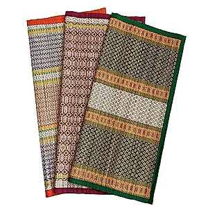 Generic INDIANSTORE4EVERYONE 18 X 18 Inch Hand Made Kusha Grass Aasan for Pooja (Multicolour) -Pack of 3 (Madurkathi River Grass Sedge/Korai)-100% ORGANIC, ys/m