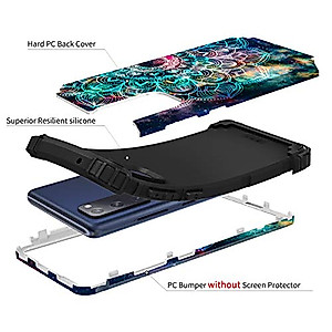 Hocase Galaxy S20 FE 5G Case, Heavy Duty Shockproof Protection Soft Silicone Rubber+Hard Plastic Bumper Hybrid Protective Case for Samsung Galaxy S20 FE (6.5" Display) 2020 - Mandala in Galaxy