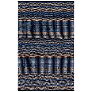 Safavieh Natura Collection 3' x 5' Blue/Orange NAT932M Handmade Contemporary Geometric Area Rug