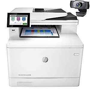 HP Laserjet Enterprise MFP M480f All-in-One Wired Color Laser Printer, White - Print Scan Copy Fax - 4.3" Touchscreen, 29 ppm, Auto Duplex Printing, 50-Sheet ADF, Ethernet, Cbmou External Webcam
