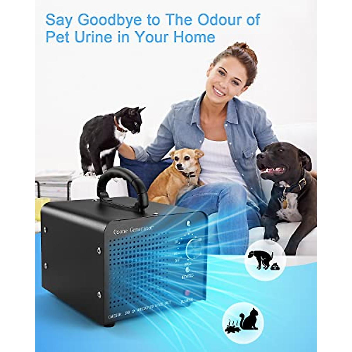 Tiiroy 0zone Machine 30000mg 0zone Generator for Home Car Smoke Pet Odor (Black)