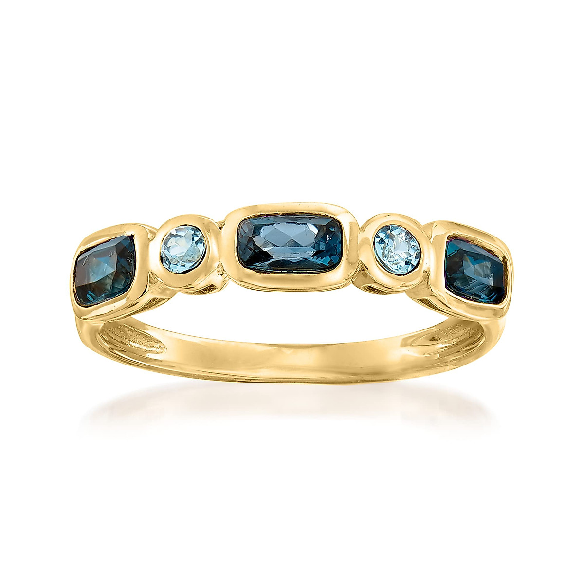 Ross-Simons 0.90 ct. t.w. London and Sky Blue Topaz Ring in 14kt Yellow Gold. Size 9