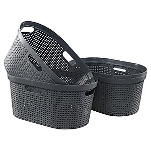 Saedy 4 Packs Plastic Laundry Clothes Baskets, 40L, Large Laundry Hamper with Cutout Handle