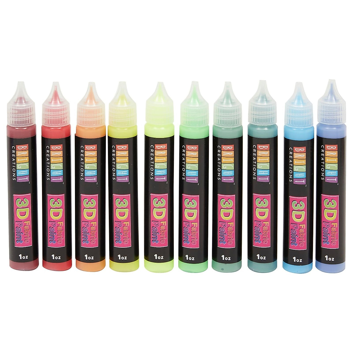 3D Fabric Paint 30 Colors with Sticker Stencils, Permanent Textile Paint Includes Neon, Metallic, Glitter for Clothing