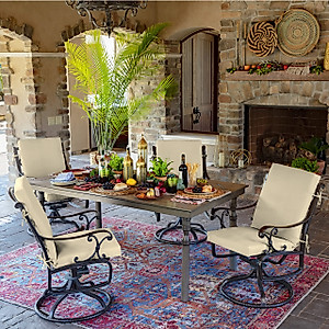 Arden Selections Outdoor Midback Chair Cushion, 18 x 16.5, Rain-Proof, Fade Resistant 16.5 x 18, Tan Leala