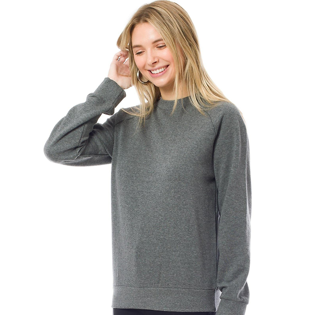 Design by Olivia Women's Basic Soft & Comfortable Pullover Fleece Crewneck Sweatshirt Fall Outfits Medium Grey S