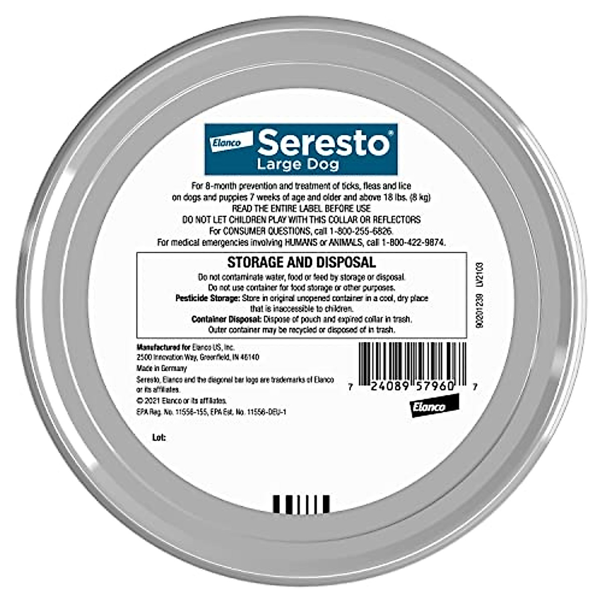 Seresto Large Dog Vet-Recommended Flea & Tick Treatment & Prevention Collar for Dogs Over 18 lbs. | 8 Months