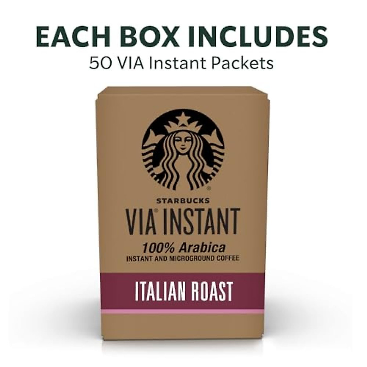 Starbucks VIA Instant Coffee—Dark Roast Coffee—Italian Roast—100% Arabica—1 box (50 packets)